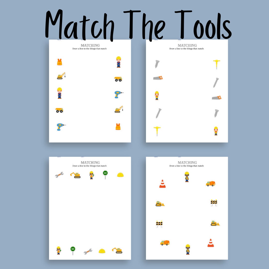 50 Printable Matching Worksheets, Match the Picture, Kindergarten ...