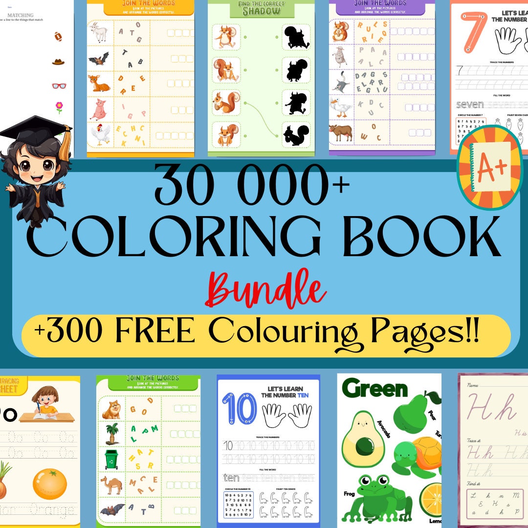 Buy 30 000 Printable Coloring Pages for Kids, Ultimate Coloring Book ...