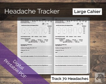 Standard PRINTABLE Digital PDF Headache or Migraine Tracker TN Insert ...