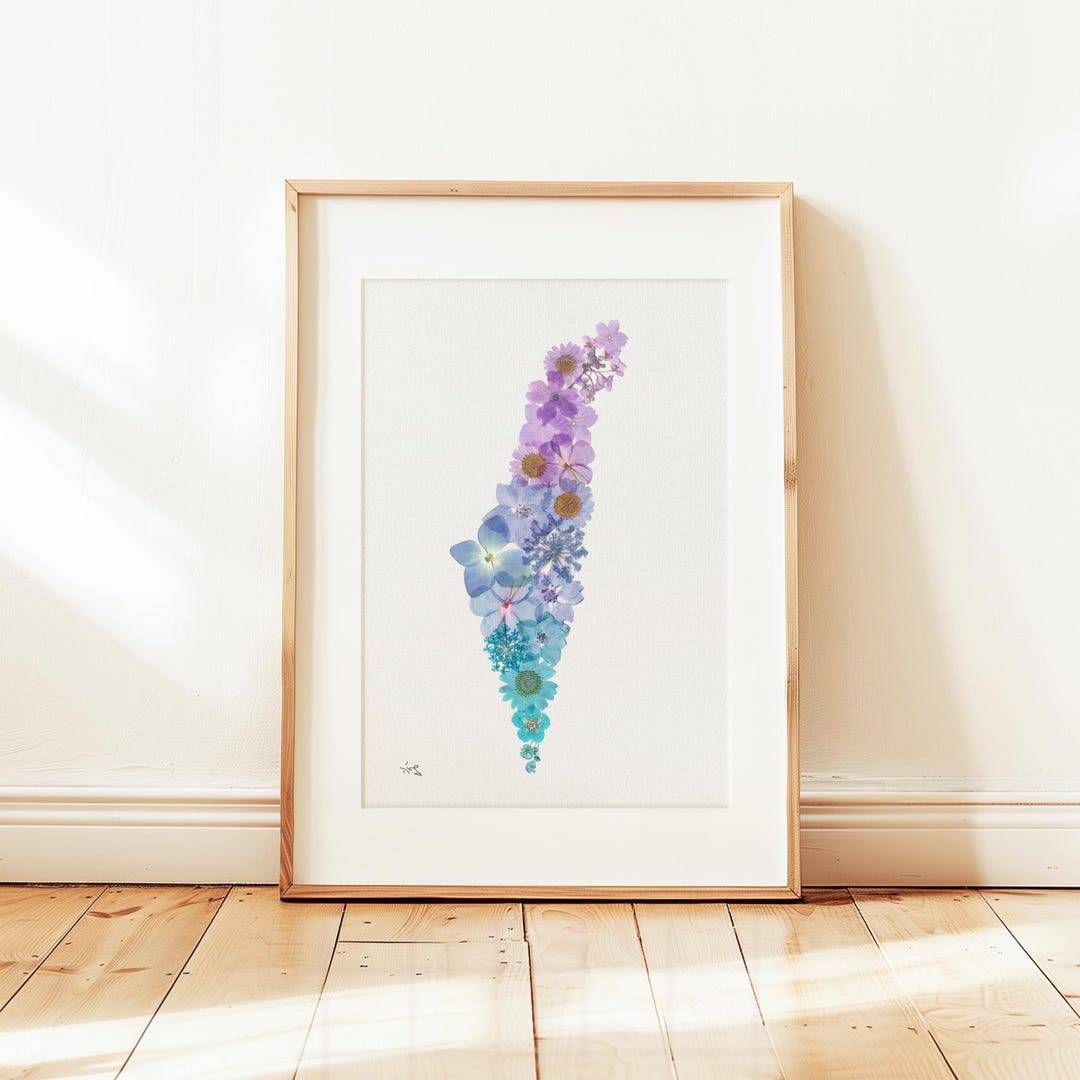 Floral Map of Israel Art Print: Handmade Judaica Wall Art - Etsy