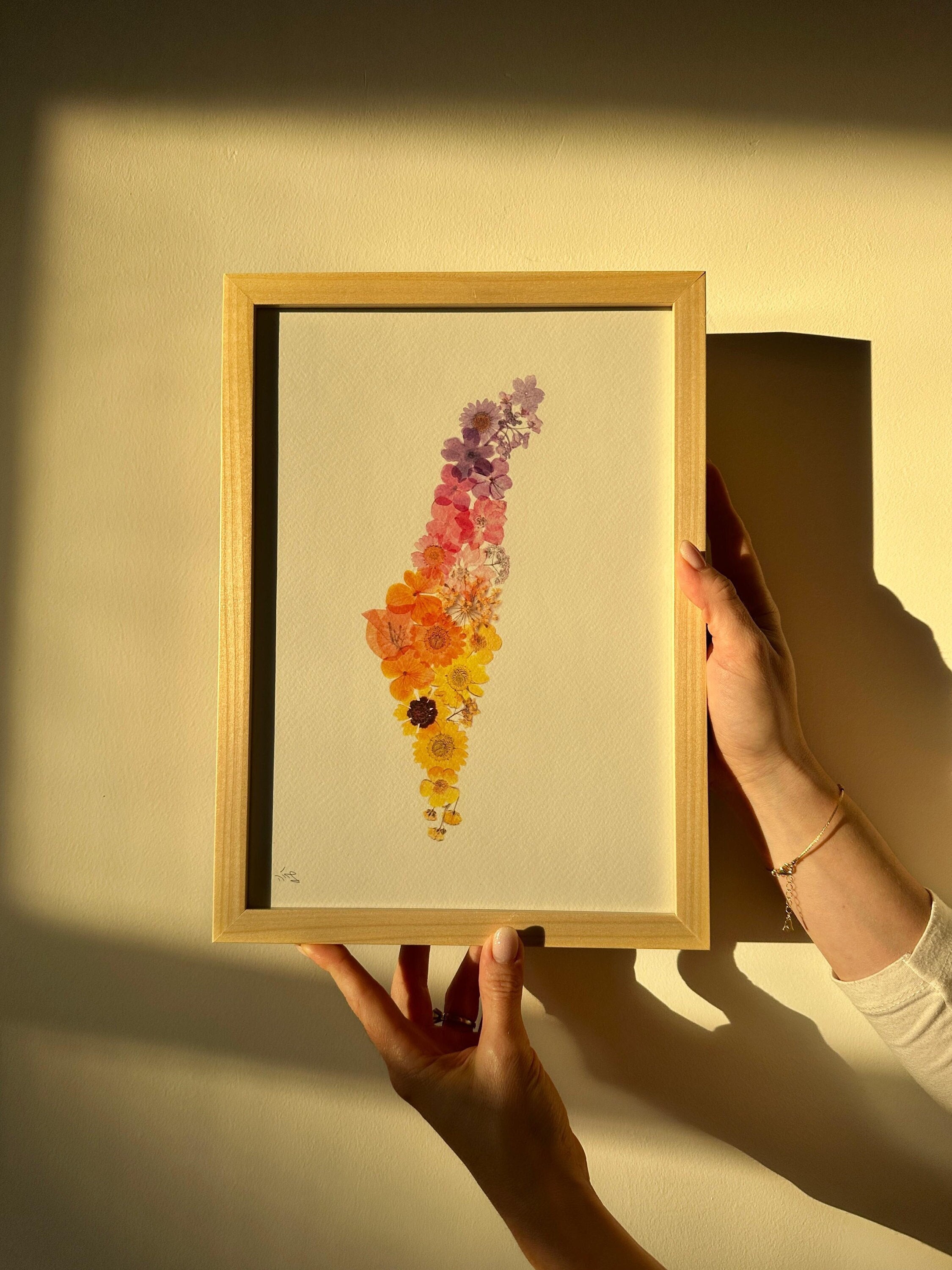 Floral Map of Israel, Art Print, Jewish Wall Art, Home Decor, Dried ...