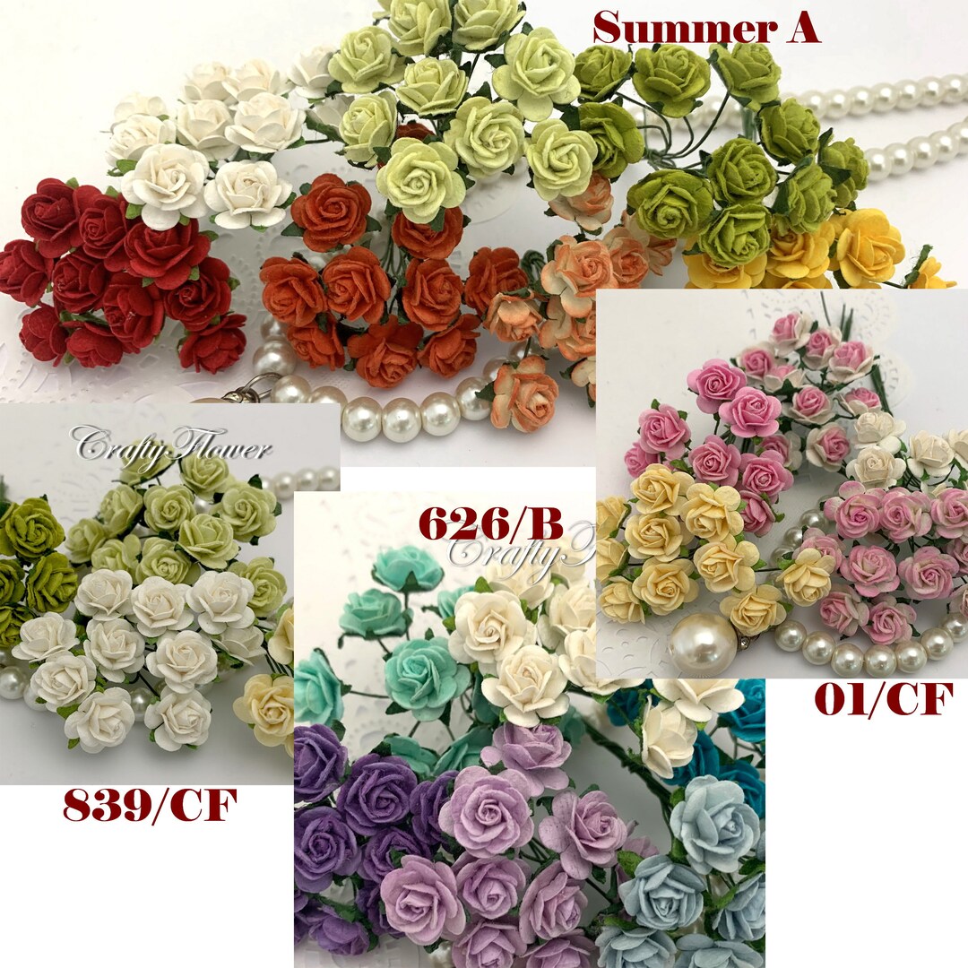 5/8" or 1.5cm - Mixed Mulberry Paper Flowers Scrapbooks Wedding ...