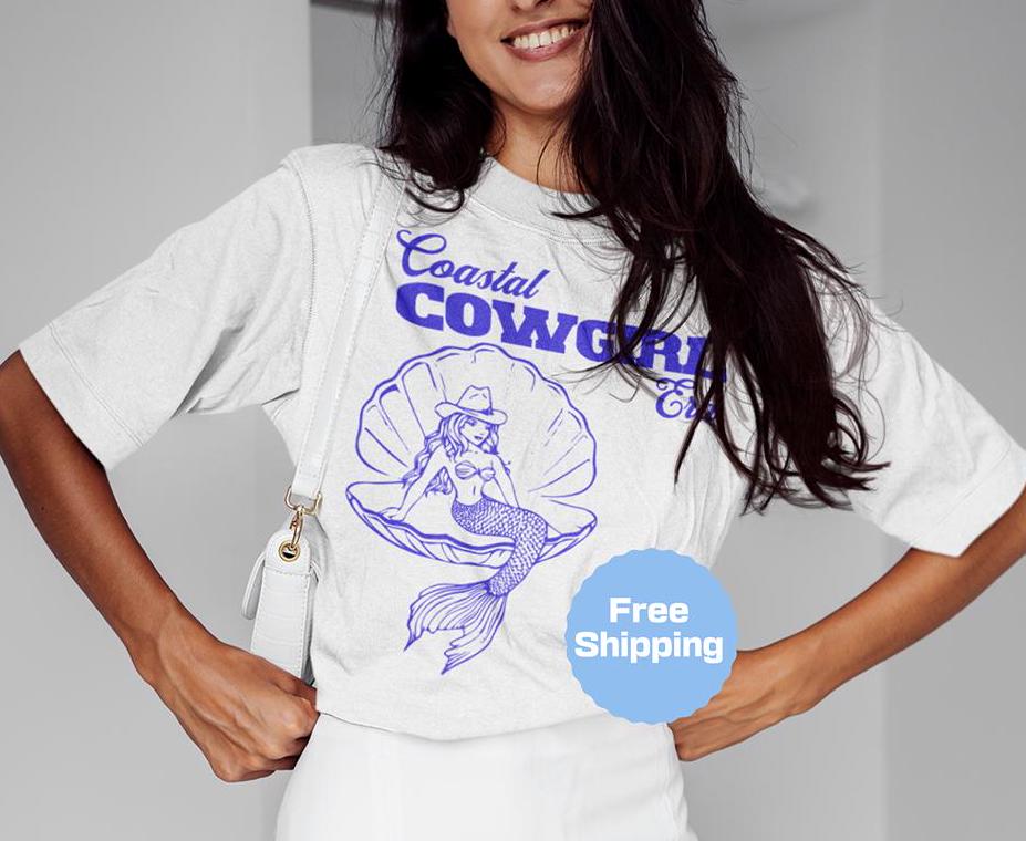 Coastal Cowgirl Mermaid Tee Coastal Cowgirl Era Shirt Western Mermaid ...