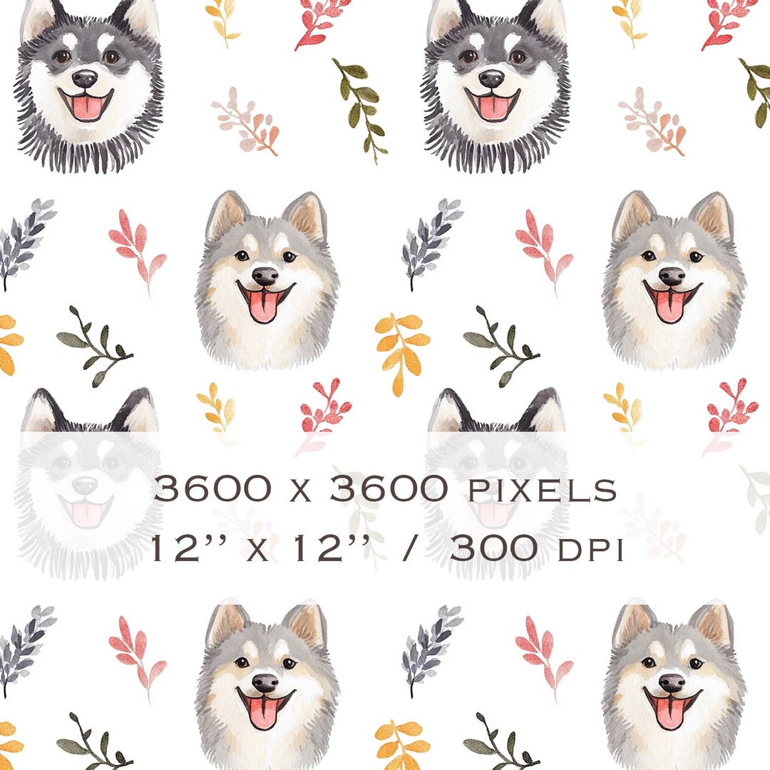 Happy Husky Seamless Pattern Digital Download PNG Dog Print for Pet ...