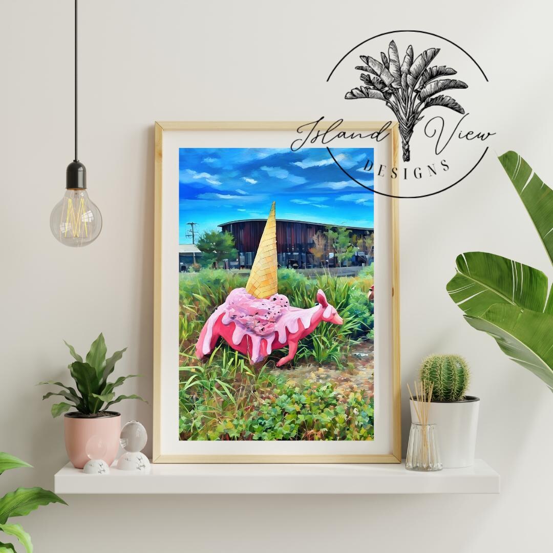Aussie Kangaroo Ice Cream Wall Art Print - Funky Summer Home Decor ...