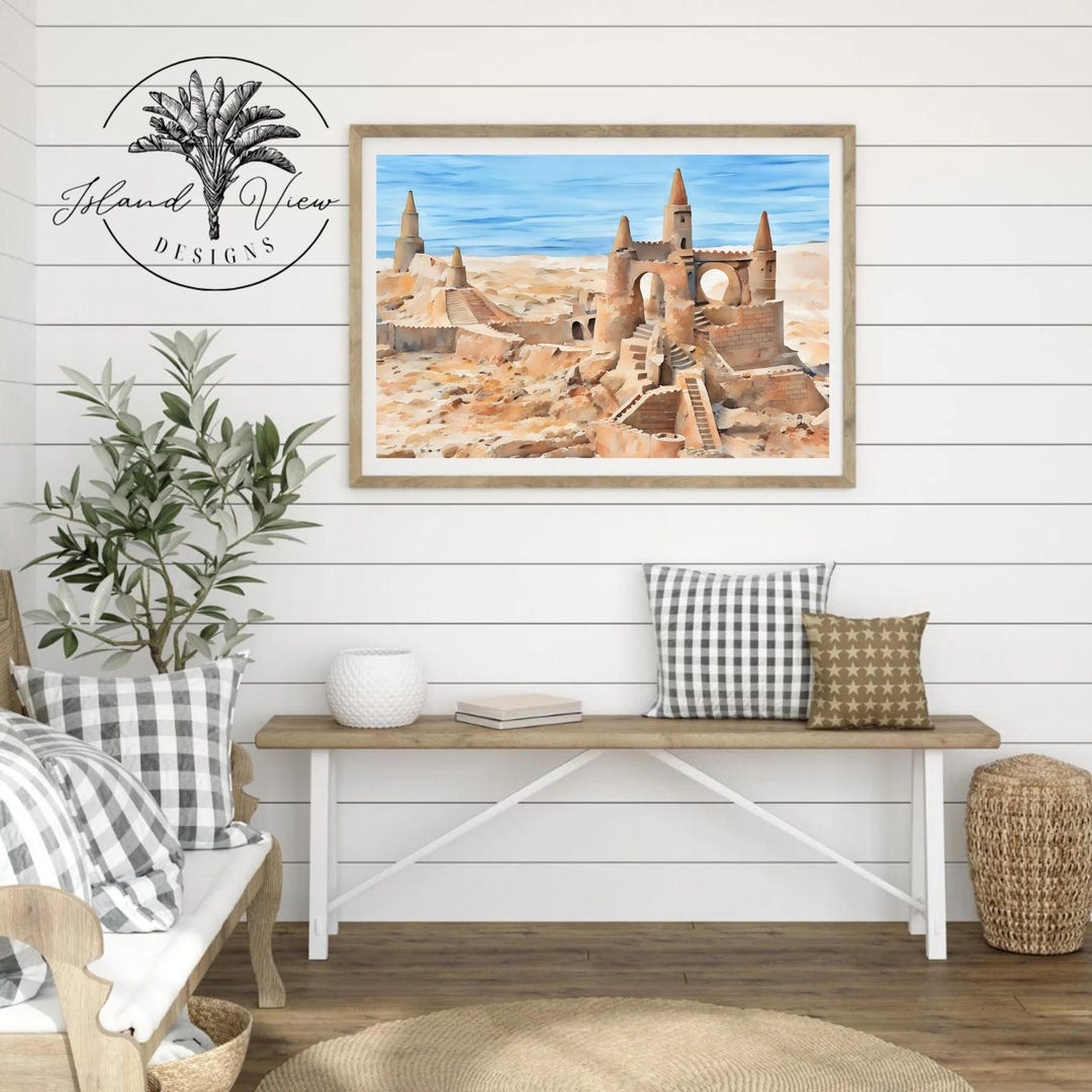 Sandcastle Beach Print: Relaxing Ocean Coastal Wall Art (digital ...