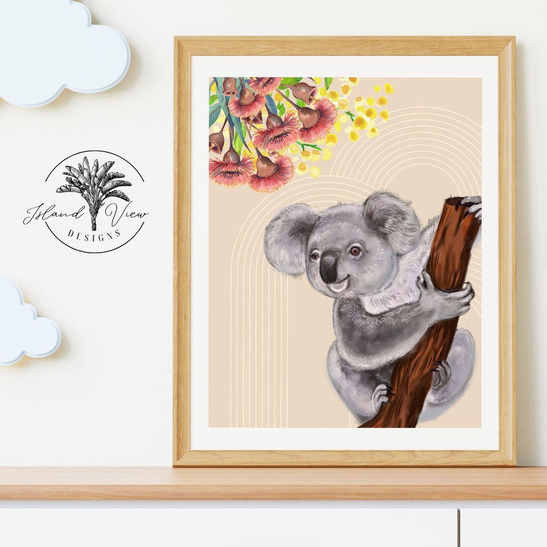Koala Wall Art - Australian Native Plants and Animals - Home Decor ...