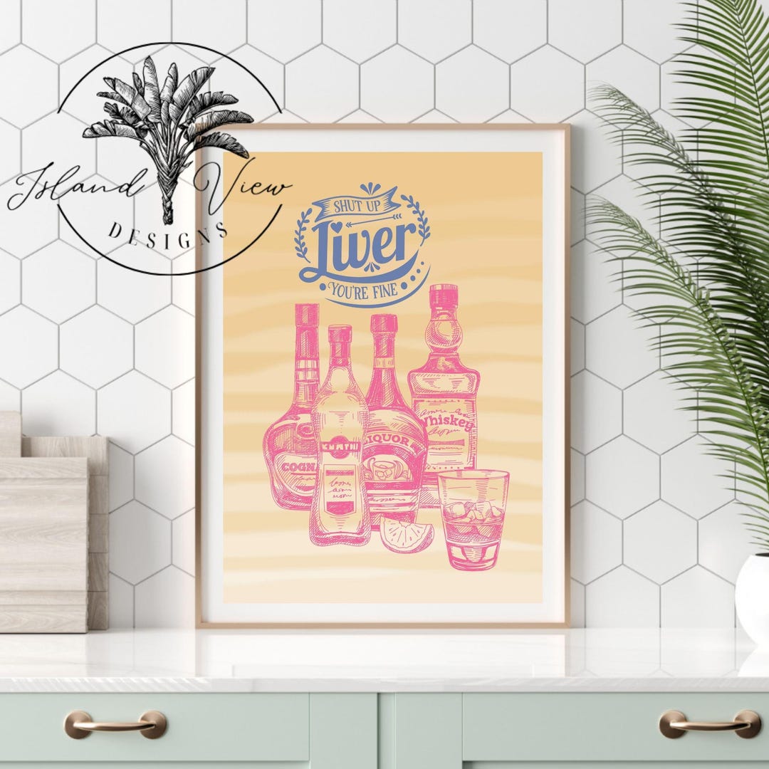 Cocktail Alcohol Humour Wall Art Prints, Kitchen or Home Bar Decor ...