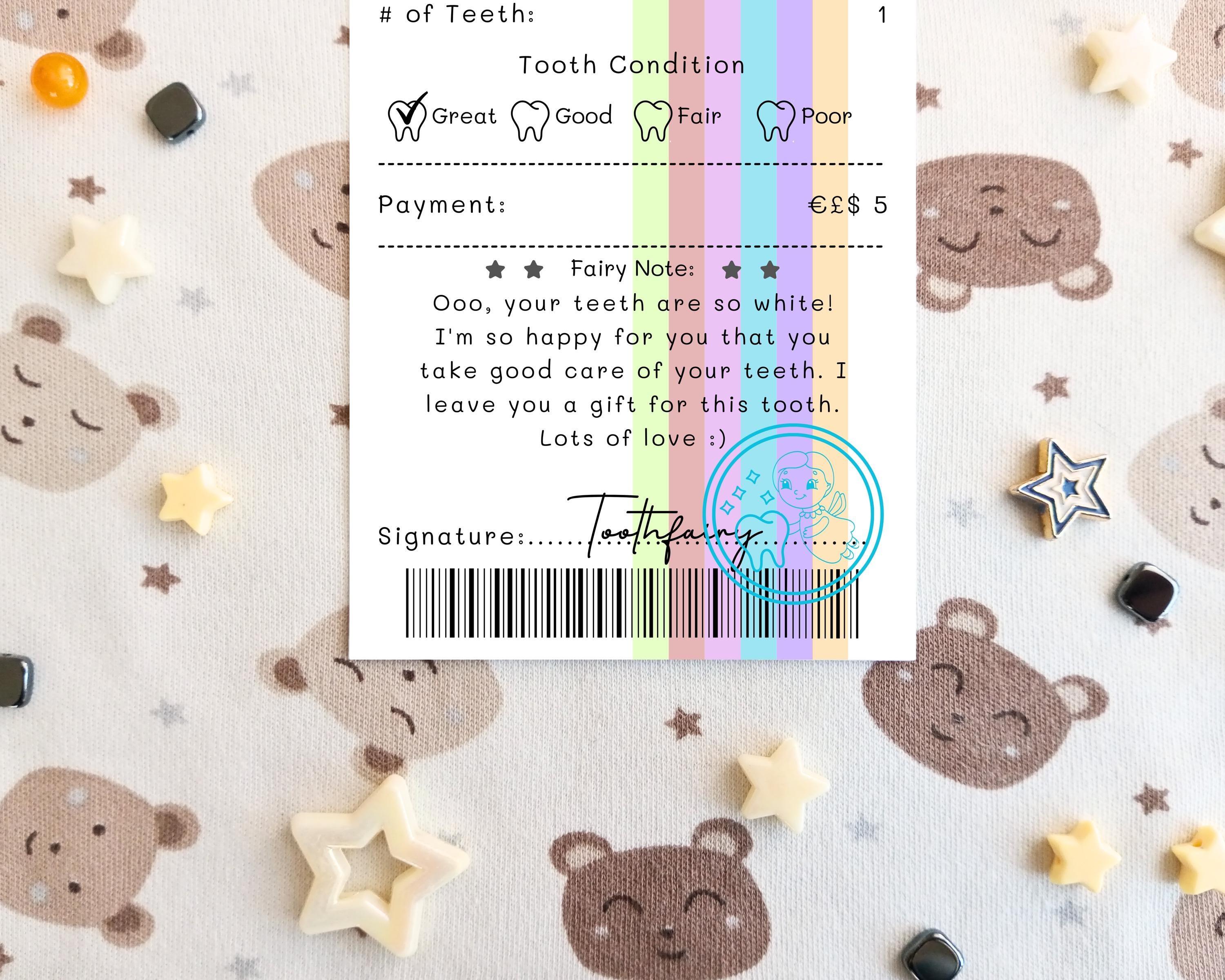 Printable Tooth Fairy Receipt, Tooth Fairy Note, First Lost Tooth ...
