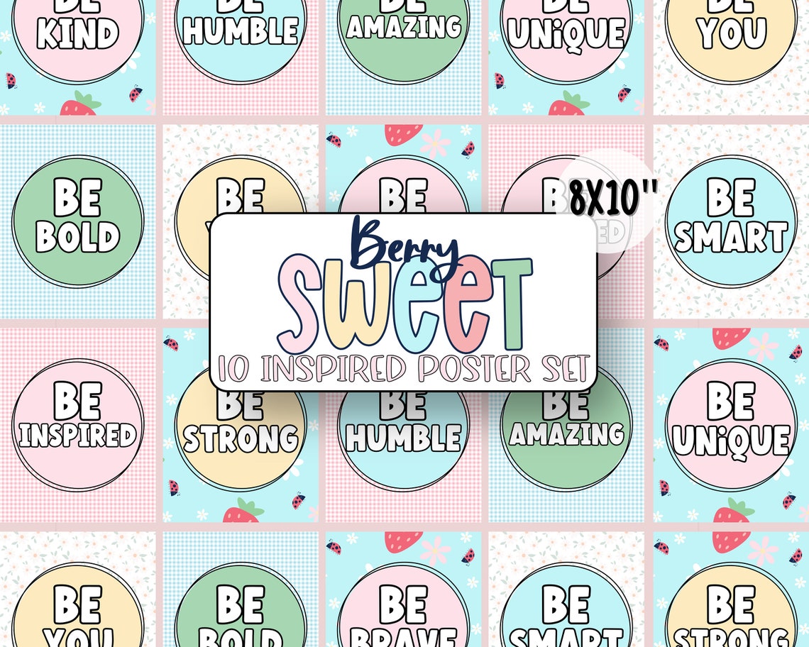 Affirmation Pastel Strawberry Classroom Decor Posters. Strawberry ...