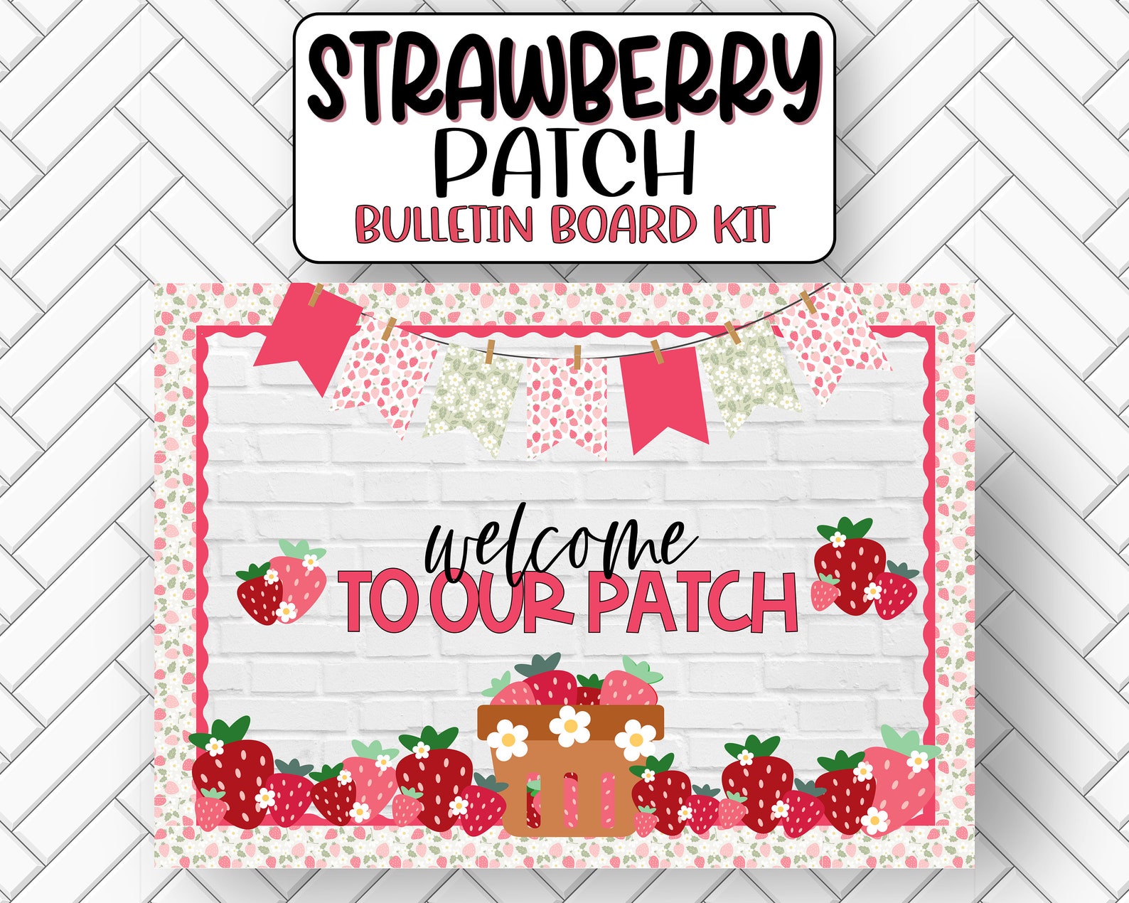 Strawberry Bulletin Board Kit Classroom Decor. Strawberry Printable ...