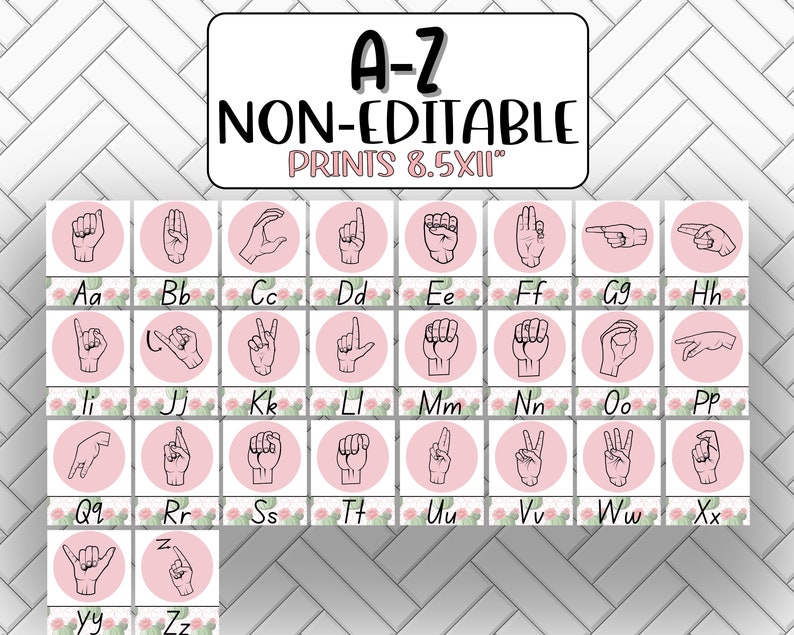 Pink Cactus ASL ABC Posters Classroom Decor. Cactus Printable Posters ...