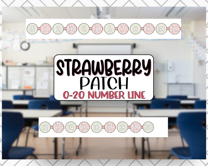 Number Line Strawberry Classroom Decor Posters. Strawberry Printable ...