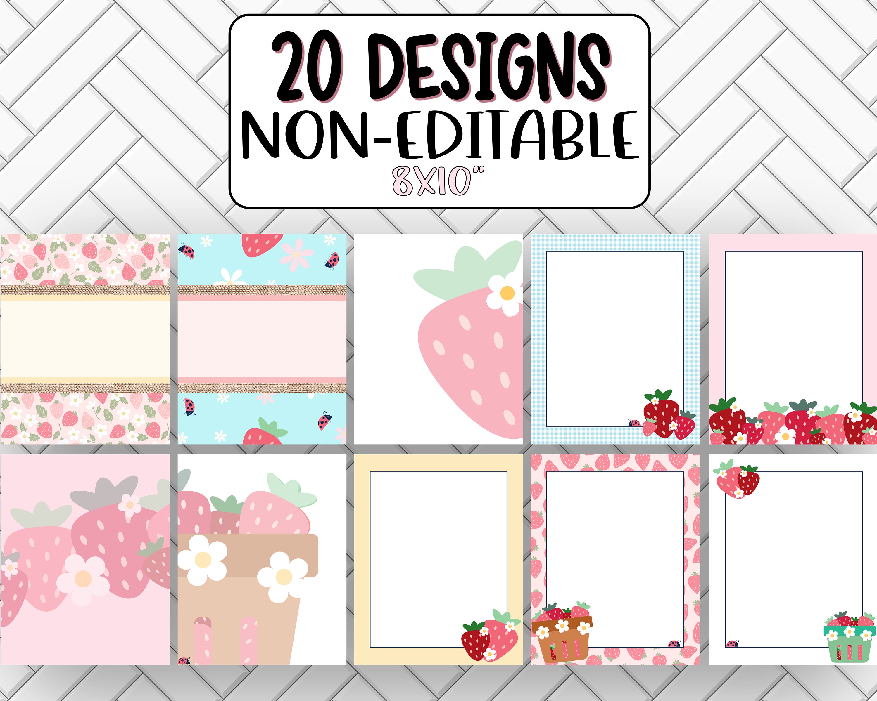 Blank Pastel Strawberry Classroom Decor. Strawberry Printable Poster ...