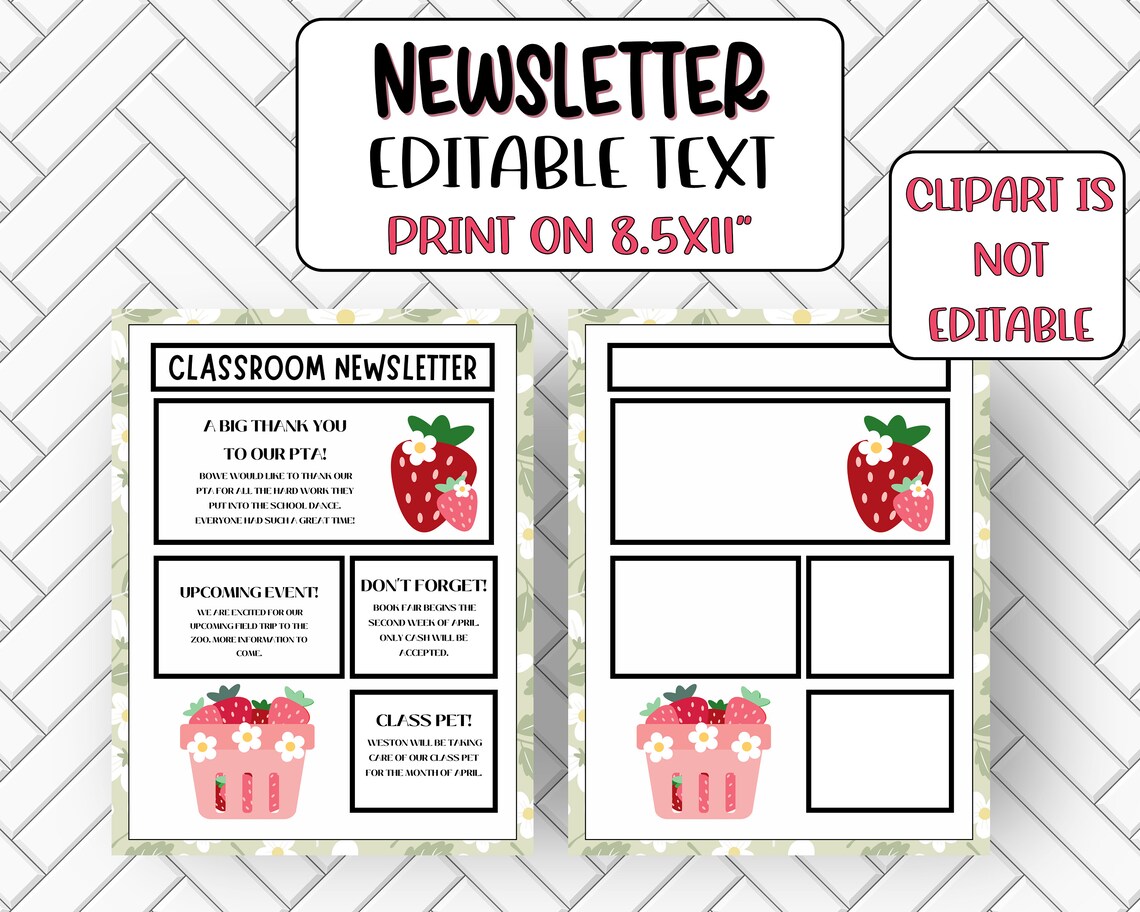 Meet the Teacher and Classroom Newsletter Strawberry Patch Classroom ...