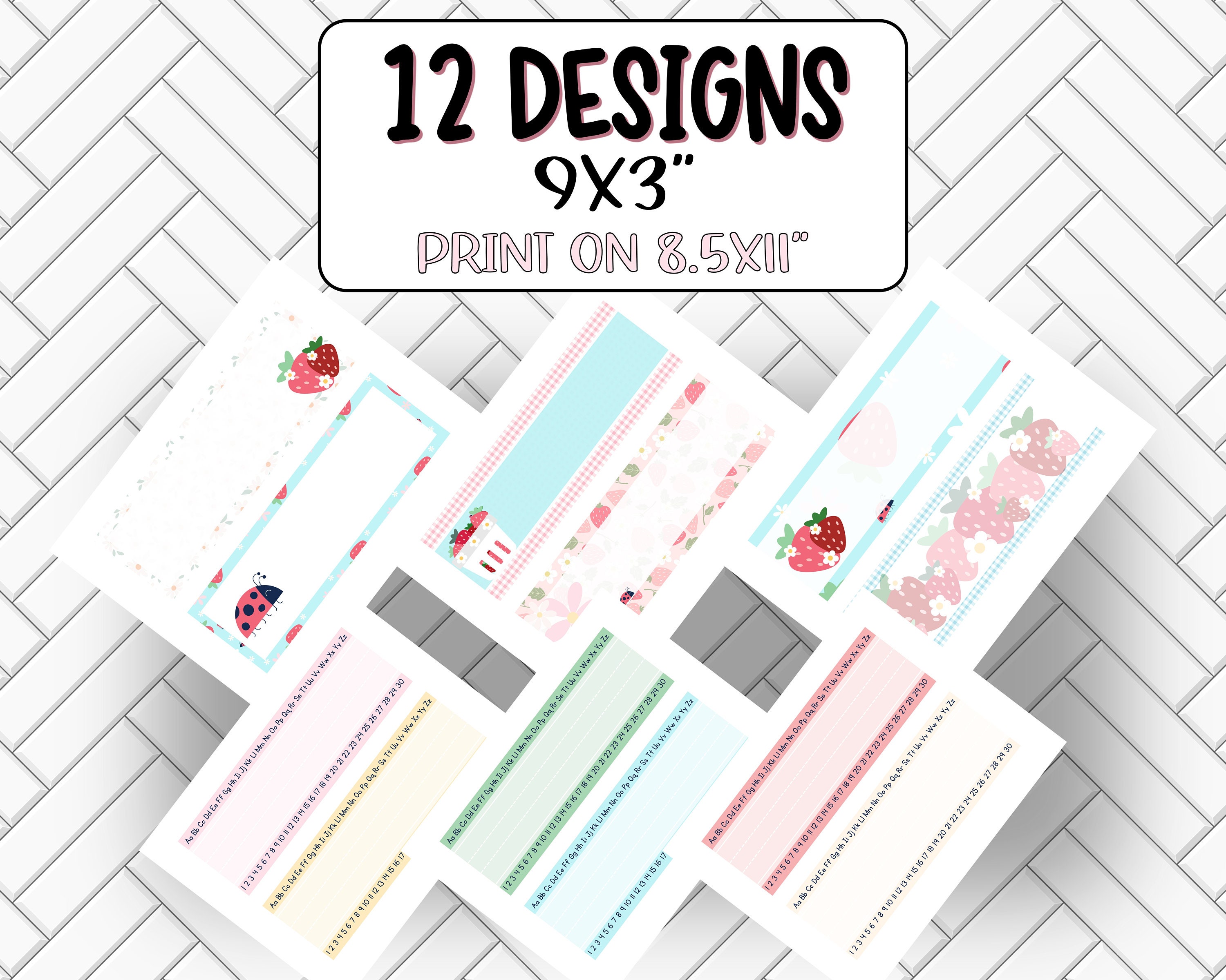 Desk Plates Pastel Strawberry Classroom Decor. Strawberry Printable ...