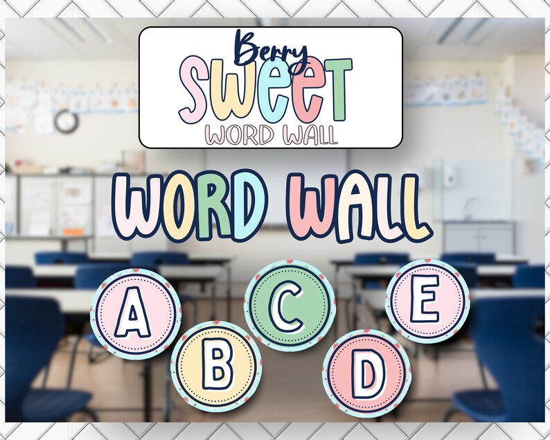 Word Wall Display Pastel Strawberry Classroom Decor. Strawberry ...