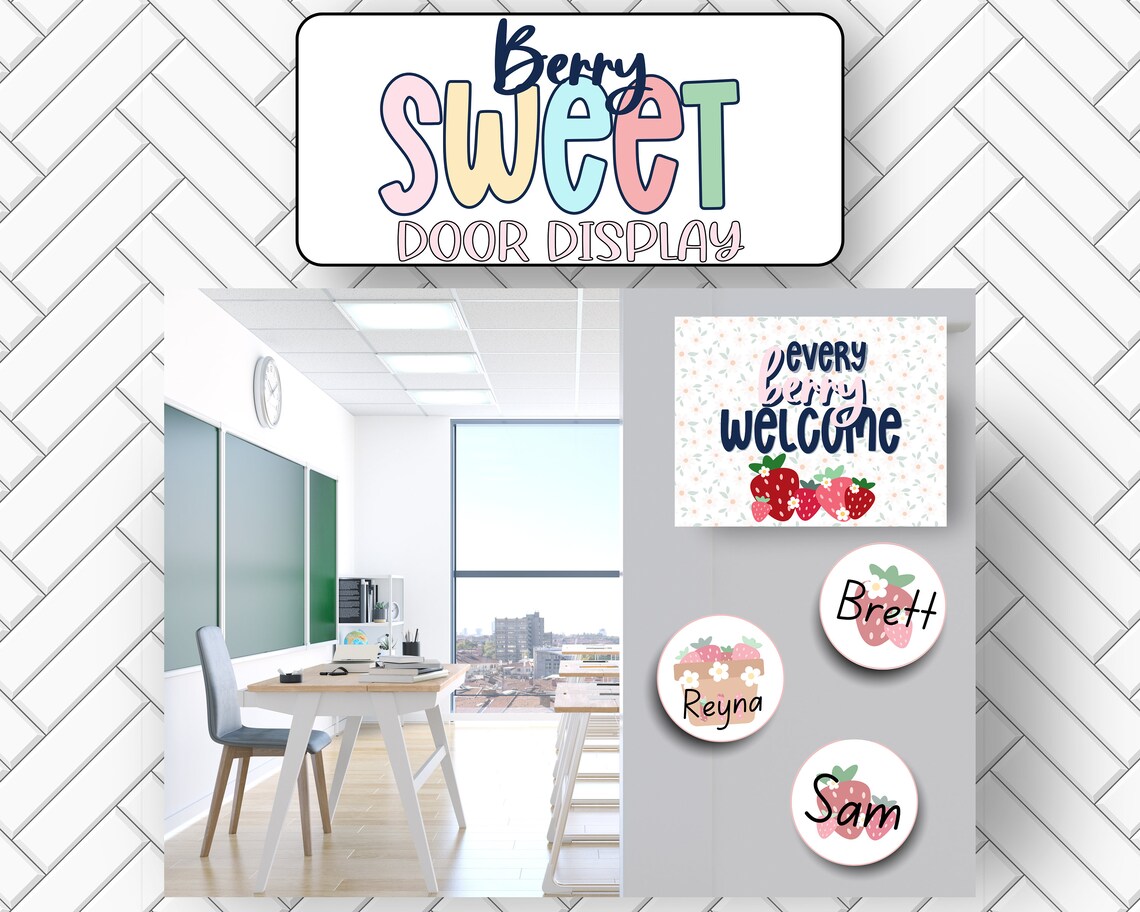 Pastel Strawberry Welcome Door Display Classroom Decor. Strawberry ...