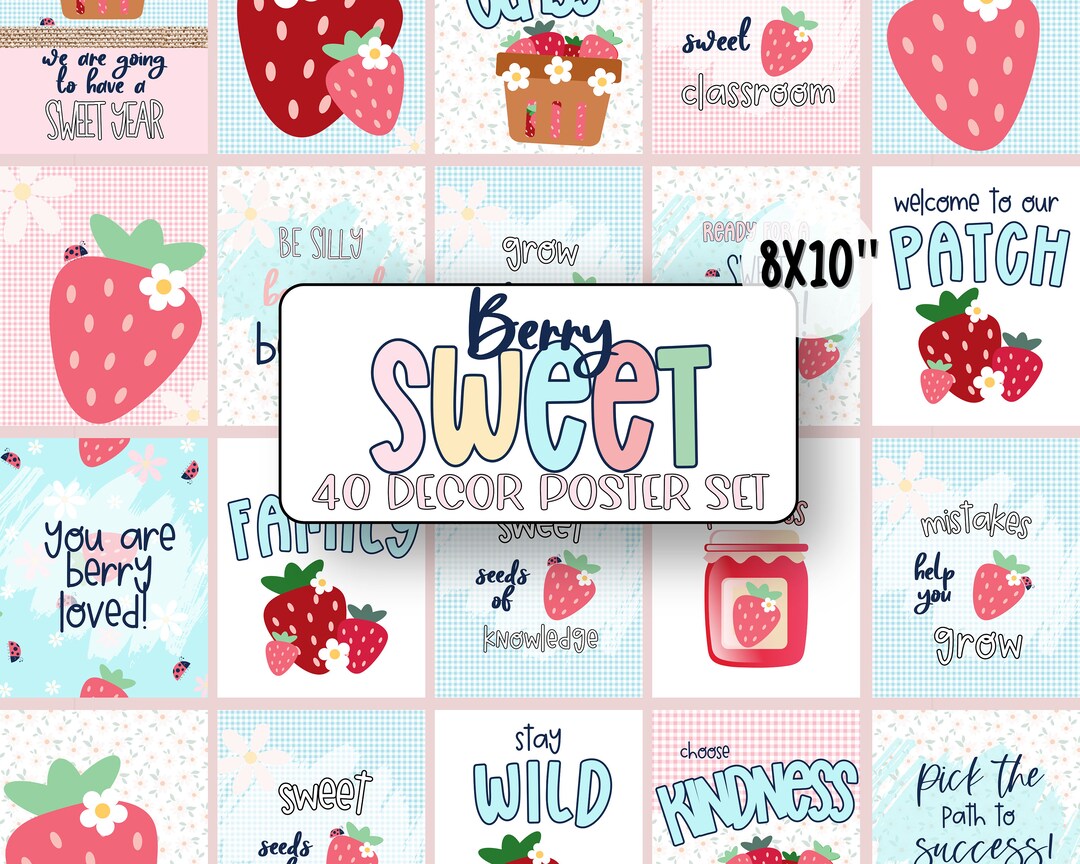 Pastel Strawberry Classroom Decor. Strawberry Printable Poster ...