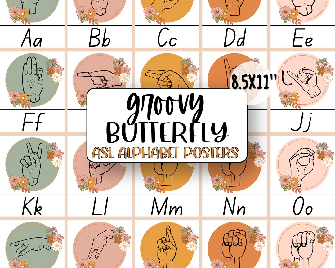 ASL Alphabet Groovy Butterfly Classroom Decor Posters. Butterfly ...
