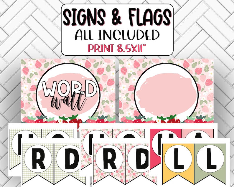 Word Wall Display Strawberry Patch Classroom Decor. Strawberry ...