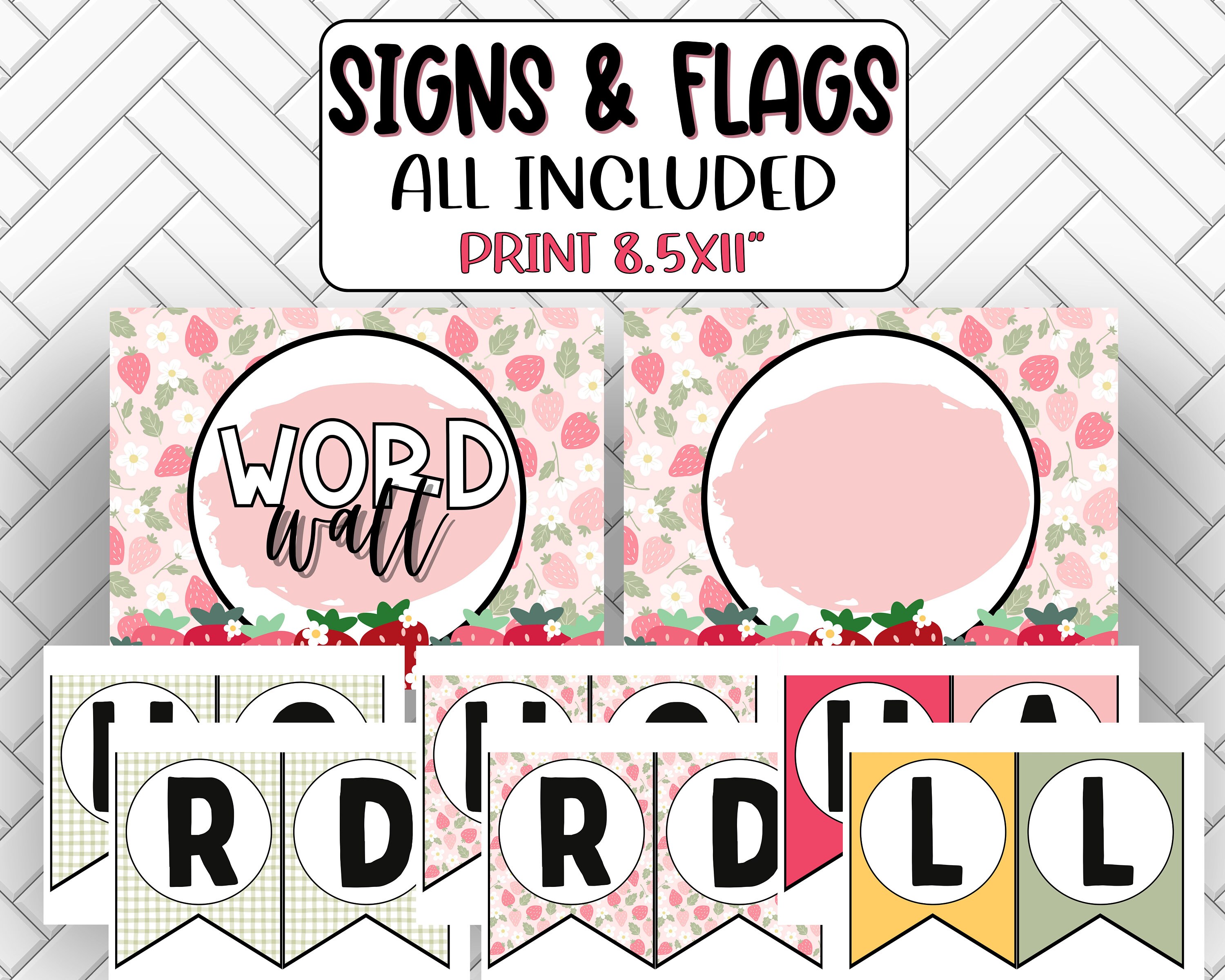 Word Wall Display Strawberry Patch Classroom Decor. Strawberry ...