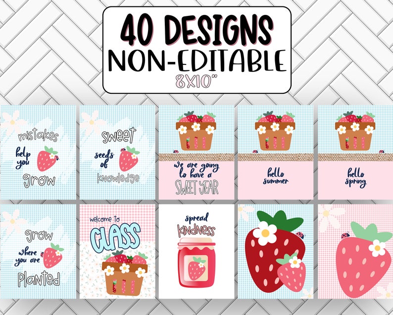 Pastel Strawberry Classroom Decor. Strawberry Printable Poster ...
