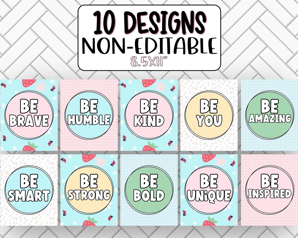 Affirmation Pastel Strawberry Classroom Decor Posters. Strawberry ...