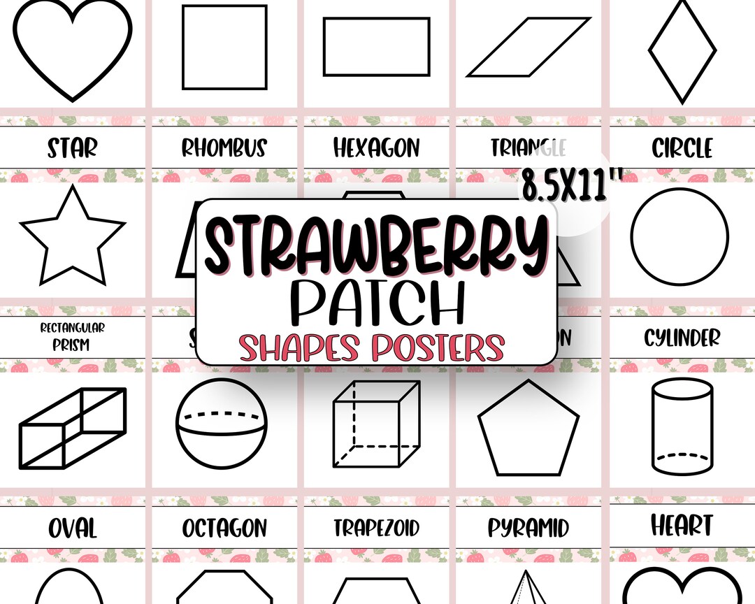 Shape Strawberry Classroom Decor Posters. Strawberry Printable Poster ...