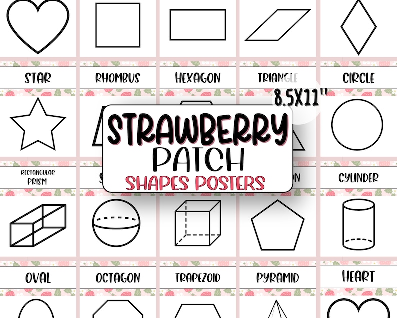 Shape Strawberry Classroom Decor Posters. Strawberry Printable Poster ...