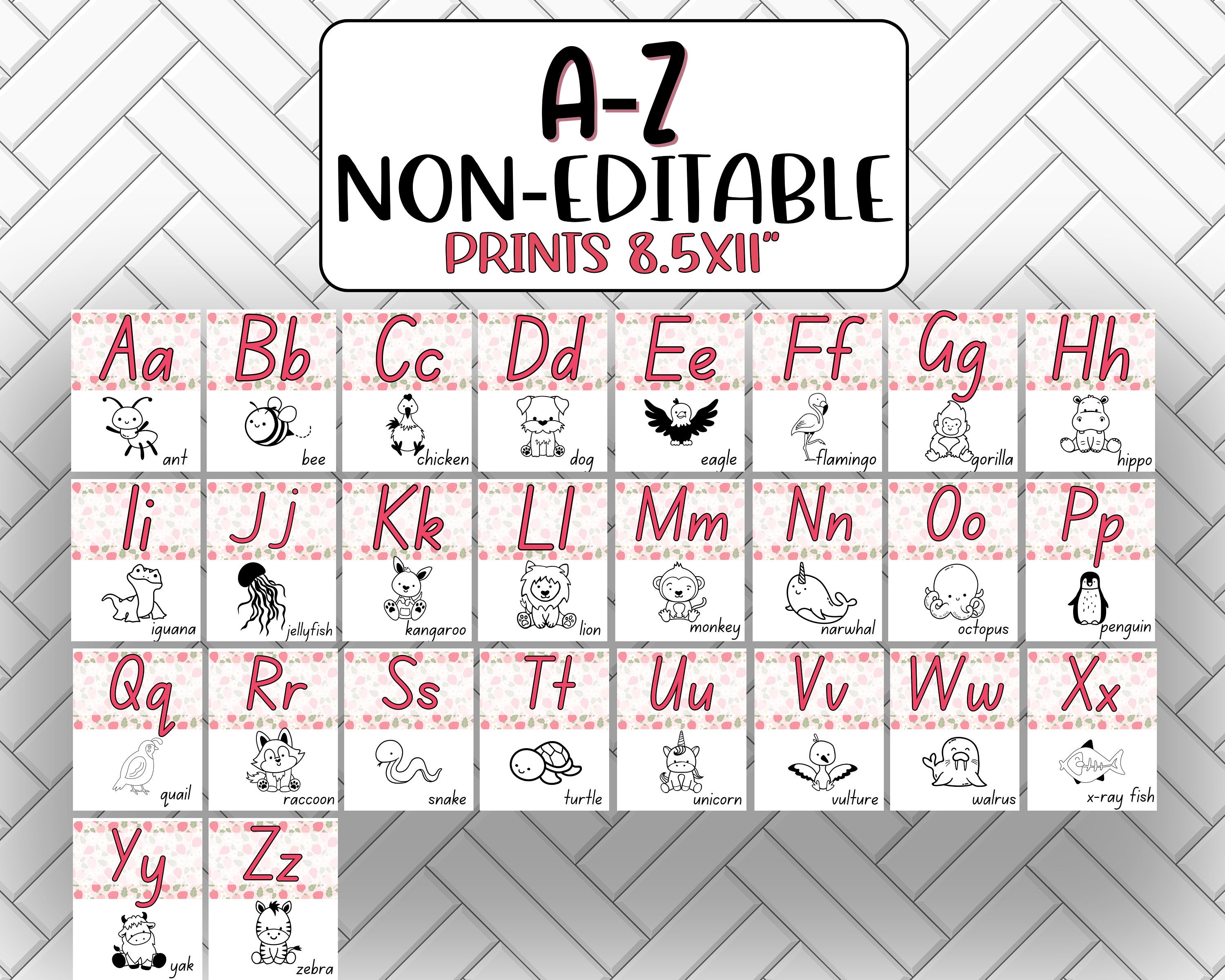 Picture ABC Strawberry Classroom Decor Posters. Strawberry Printable ...