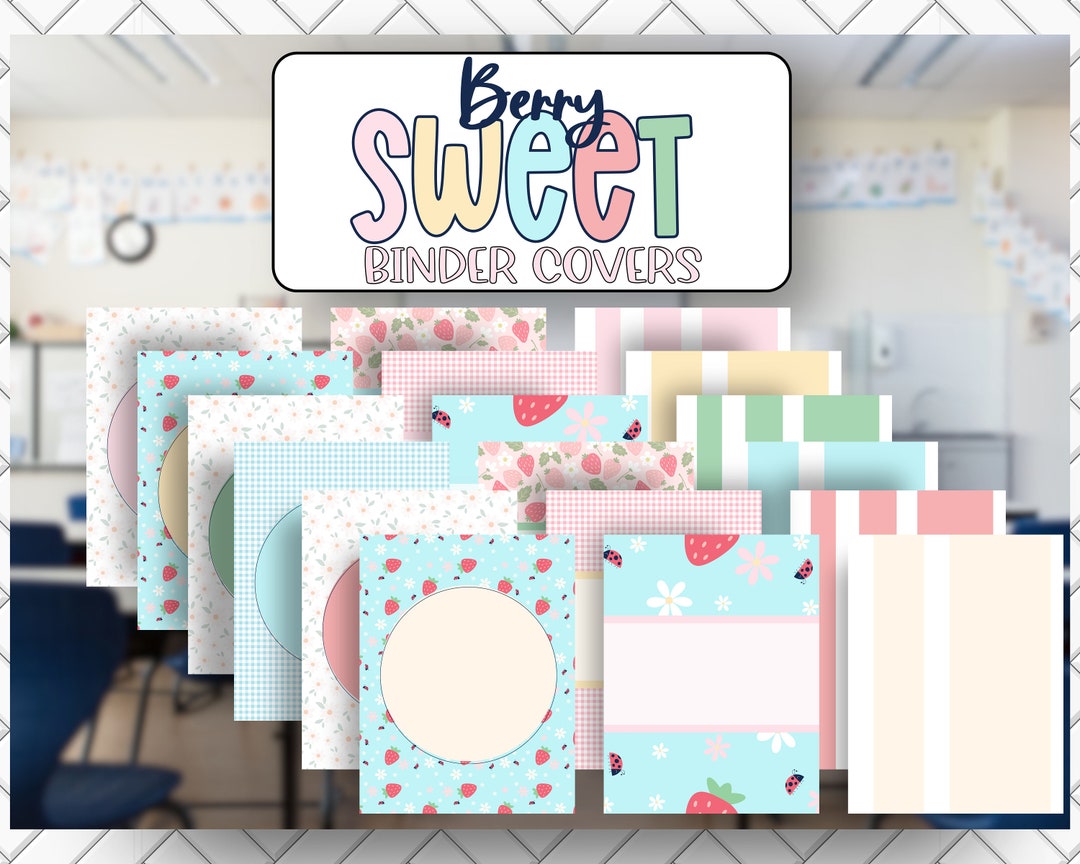 Blank Binder Covers Pastel Strawberry Classroom Decor. Strawberry ...