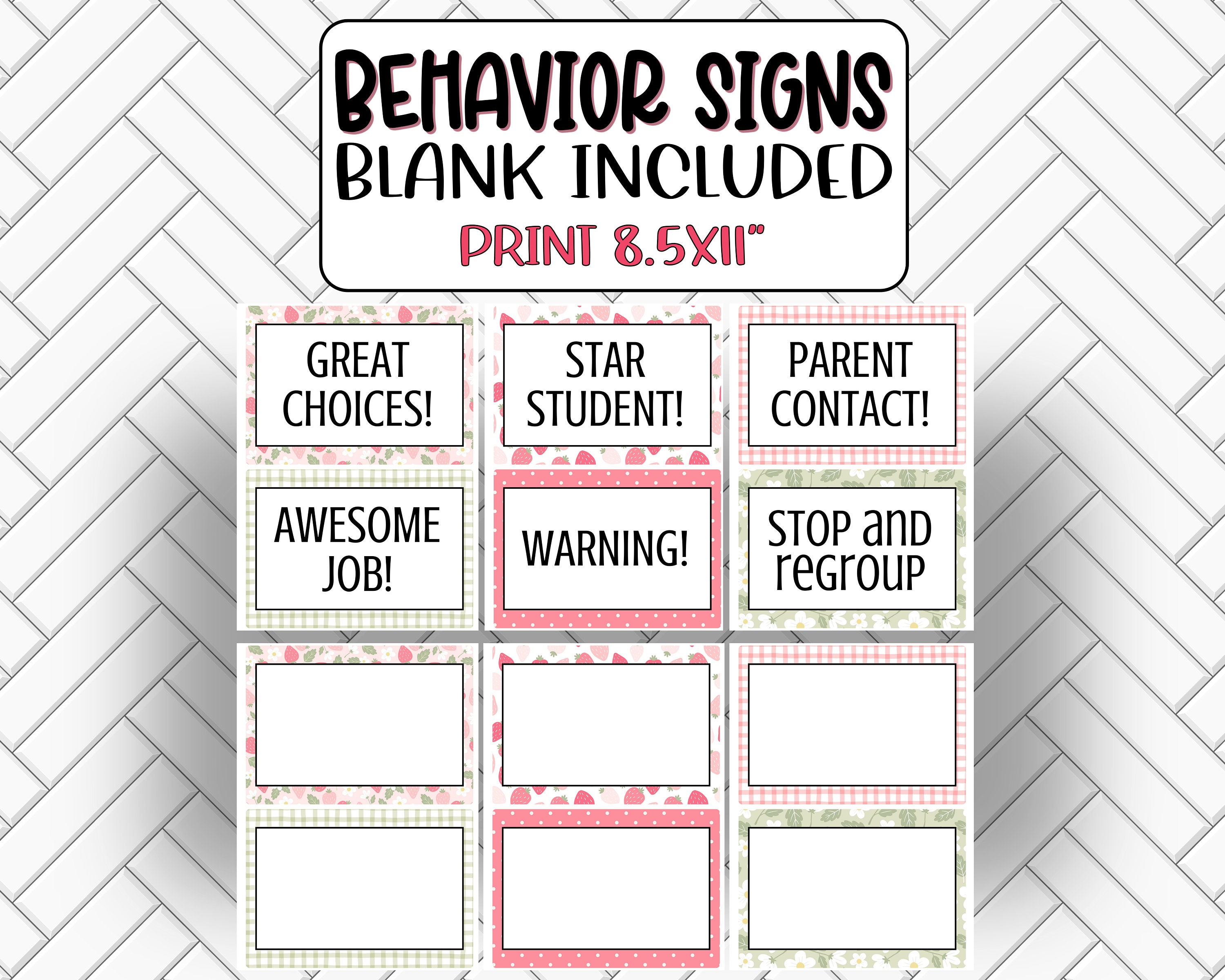 Behavior Chart Display Strawberry Classroom Decor. Strawberry Printable ...