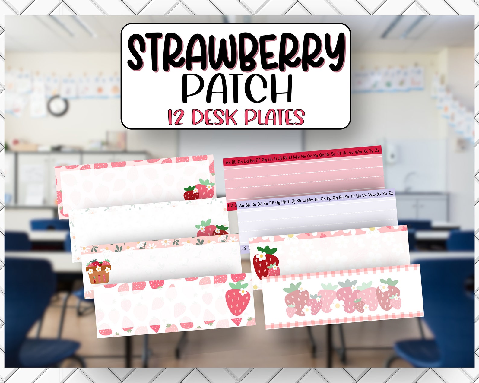 Desk Plates Strawberry Classroom Decor. Strawberry Printable Student ...
