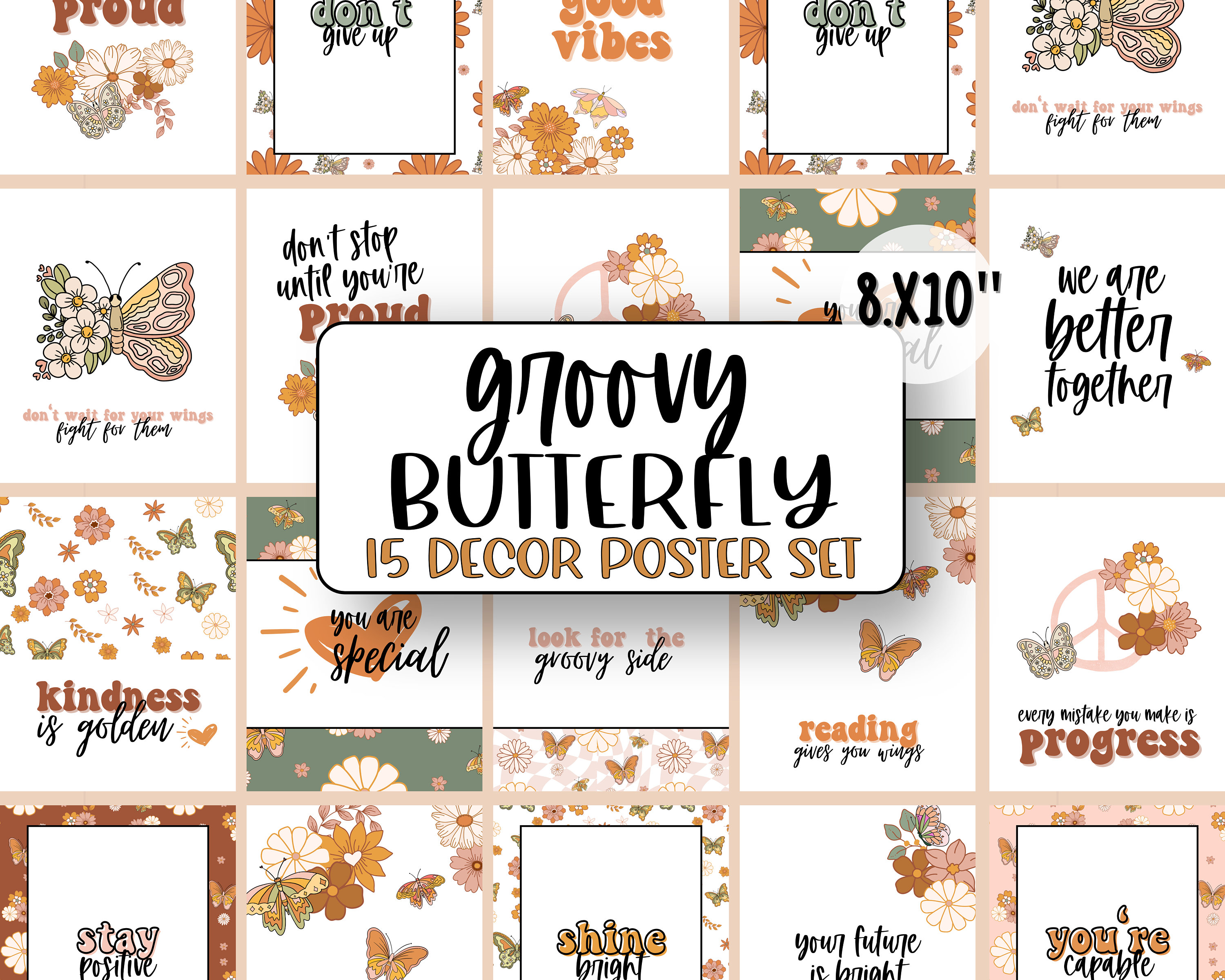 Groovy Butterfly Classroom Posters | Printable Learning Posters | Muted ...