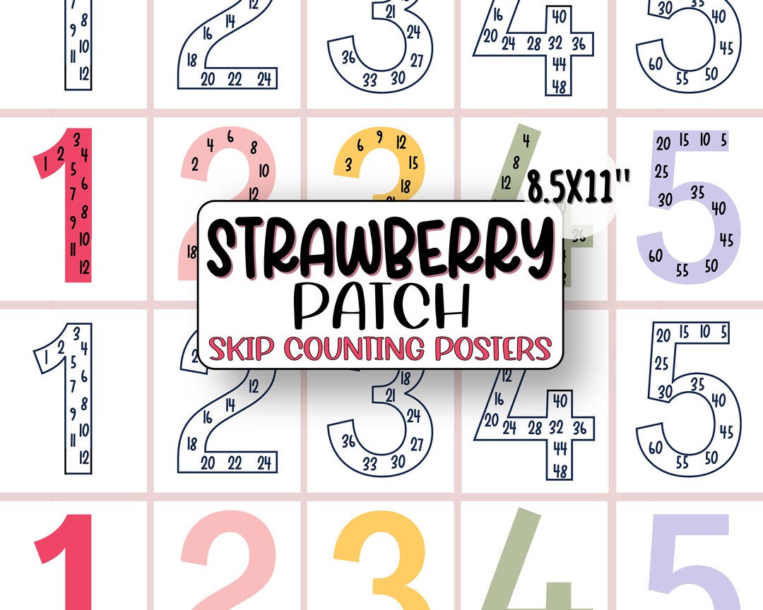 Skip Counting Strawberry Classroom Decor Posters. Strawberry Printable ...