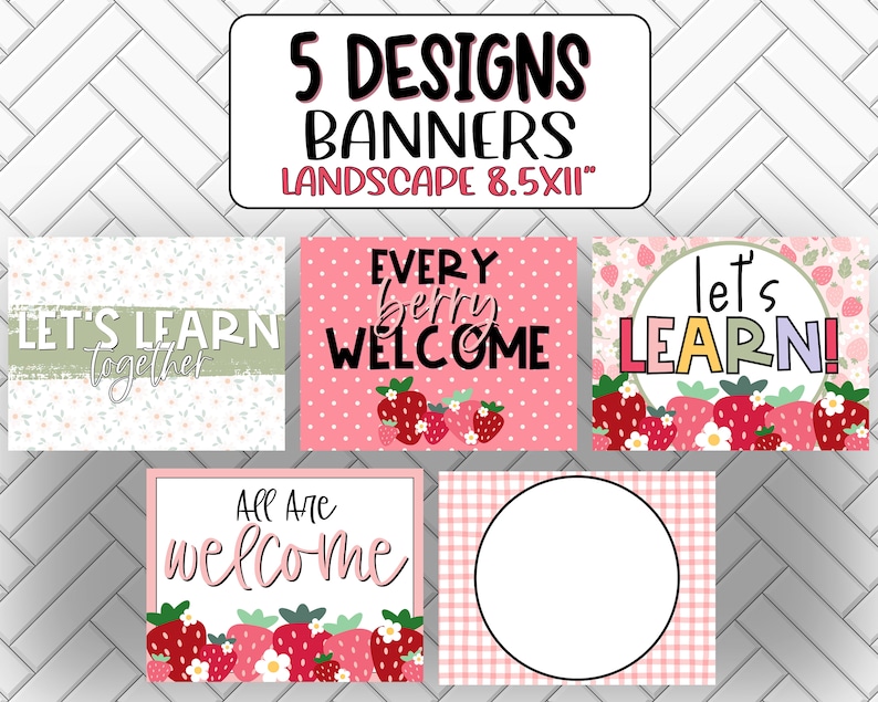 Strawberry Welcome Door Display Classroom Decor. Strawberry Printable ...