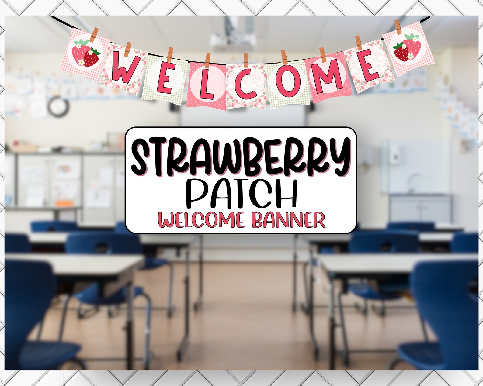 Strawberry Welcome Banner Classroom Decor. Strawberry Printable Welcome ...