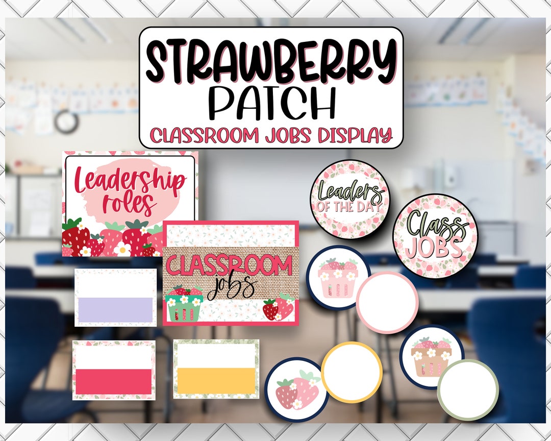 Leadership Roles and Class Job Display Pastel Strawberry Classroom ...