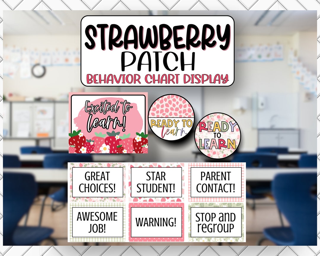 Behavior Chart Display Strawberry Classroom Decor. Strawberry Printable ...