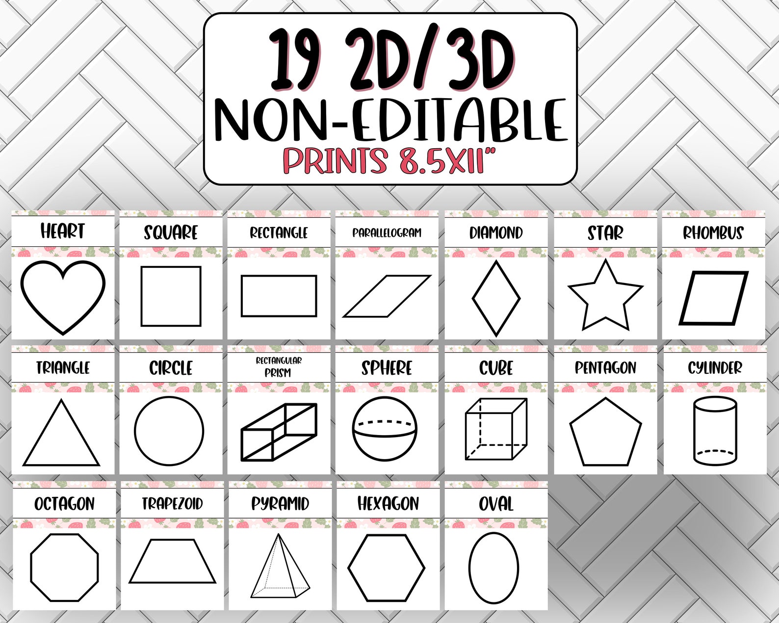 Shape Strawberry Classroom Decor Posters. Strawberry Printable Poster ...