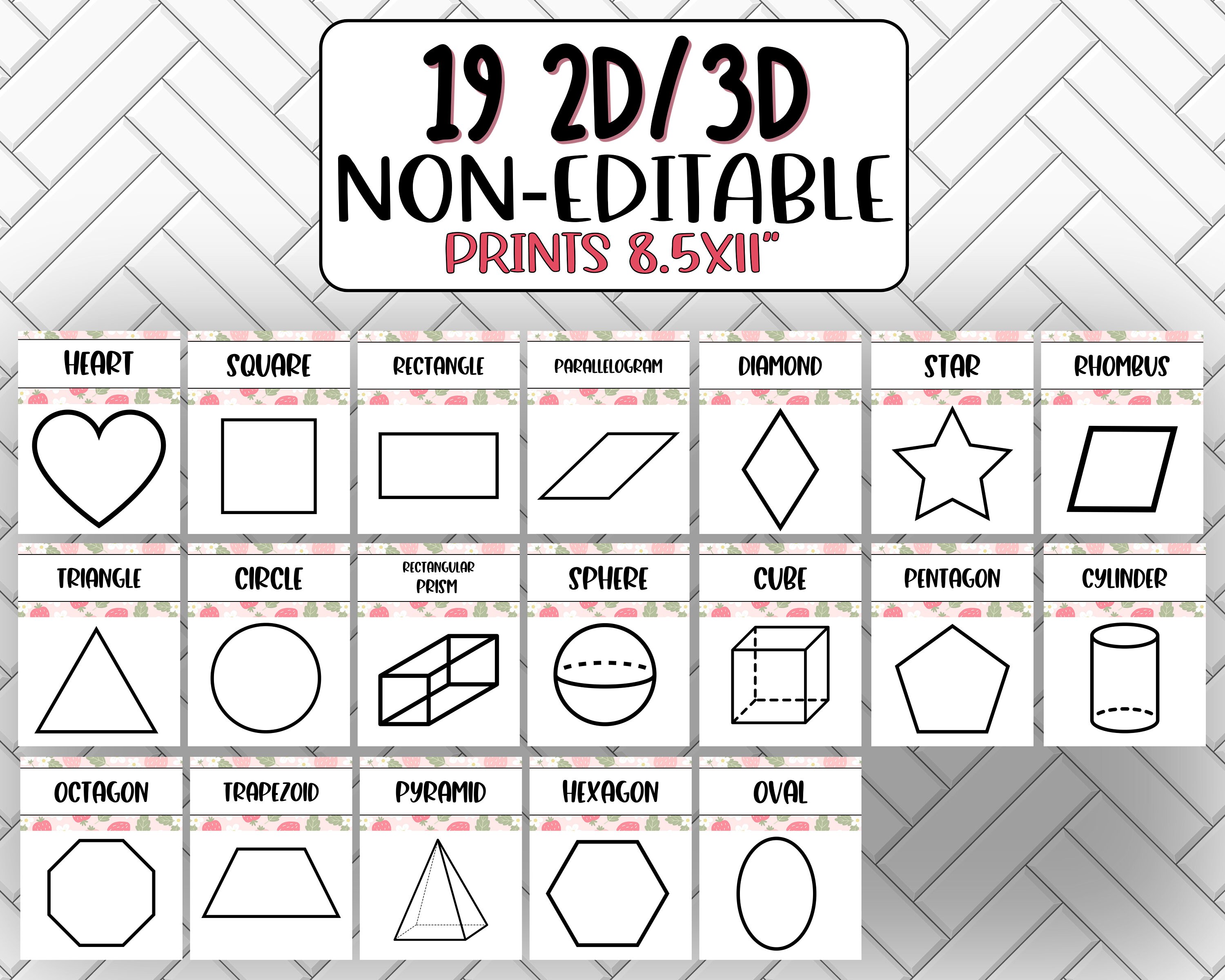 Shape Strawberry Classroom Decor Posters. Strawberry Printable Poster ...