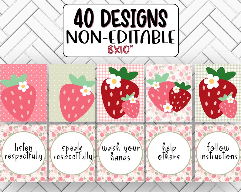 Strawberry Classroom Decor. Strawberry Printable Poster. Strawberry ...
