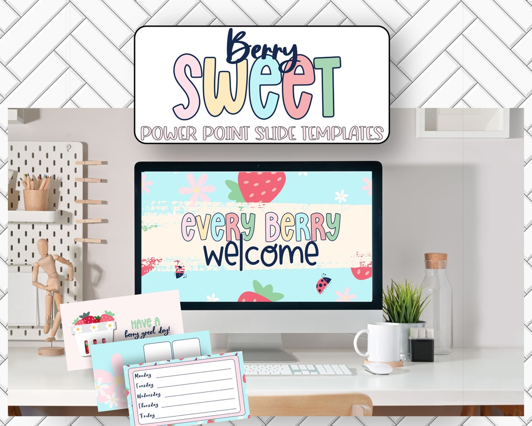 Pastel Strawberry Classroom Slides. Pink Strawberry Slides, Rotation ...