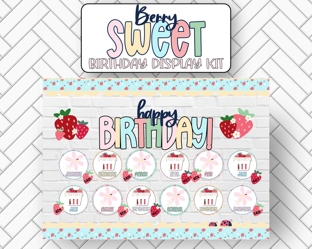 Pastel Strawberry Birthday Kit Classroom Decor. Strawberry Printable ...
