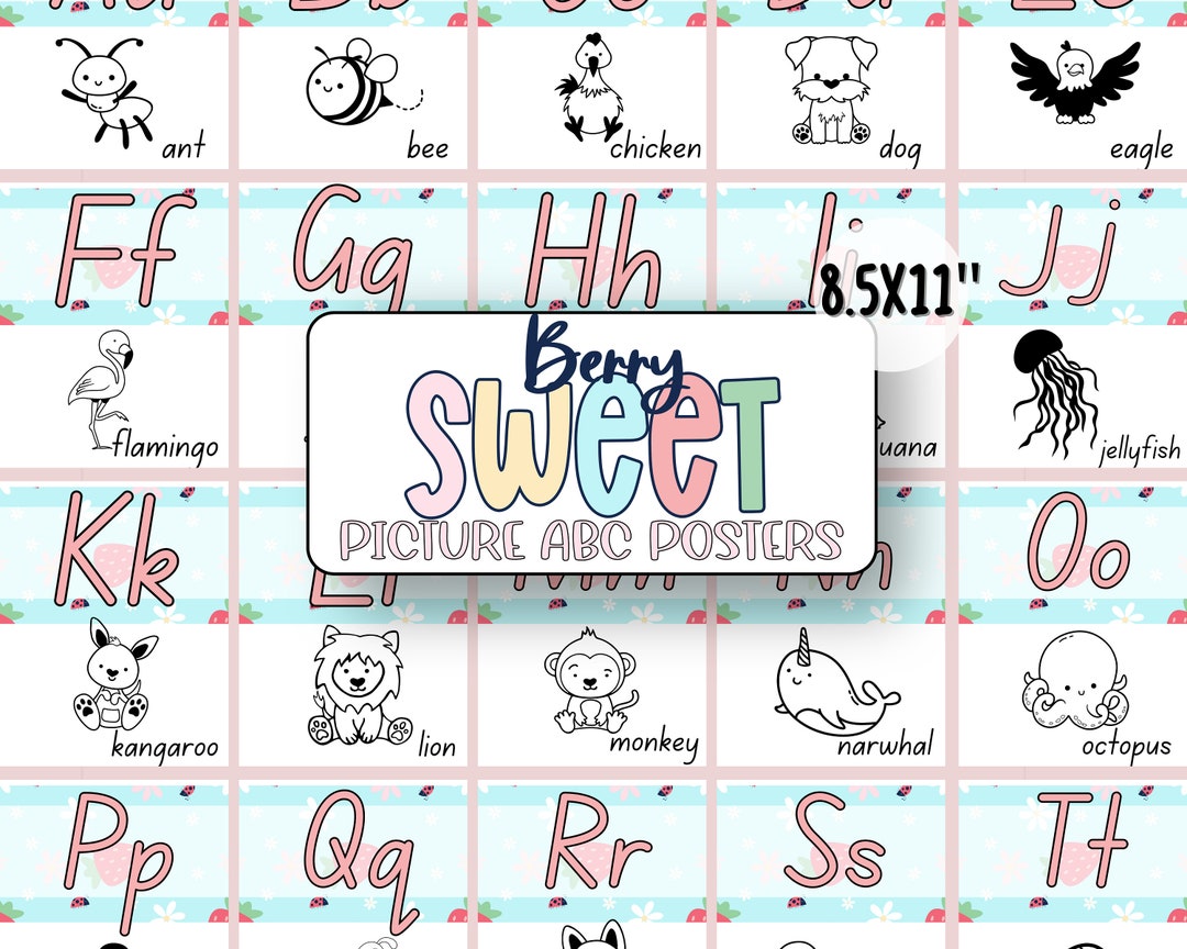 ASL Alphabet Pastel Strawberry Classroom Decor Posters. Strawberry ...