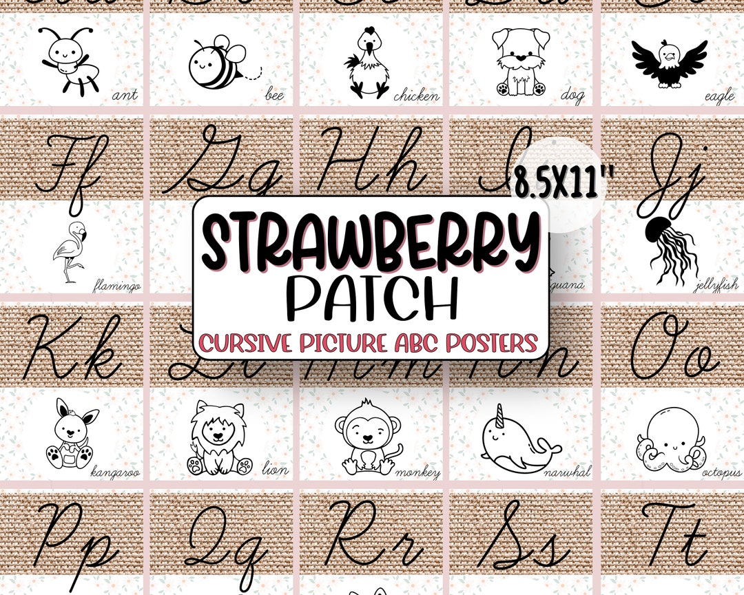 Picture Cursive ABC Strawberry Classroom Decor Posters. Strawberry ...