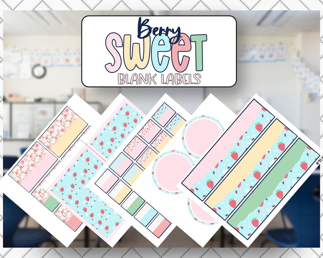 Blank Labels Pastel Strawberry Classroom Decor Posters. Strawberry ...