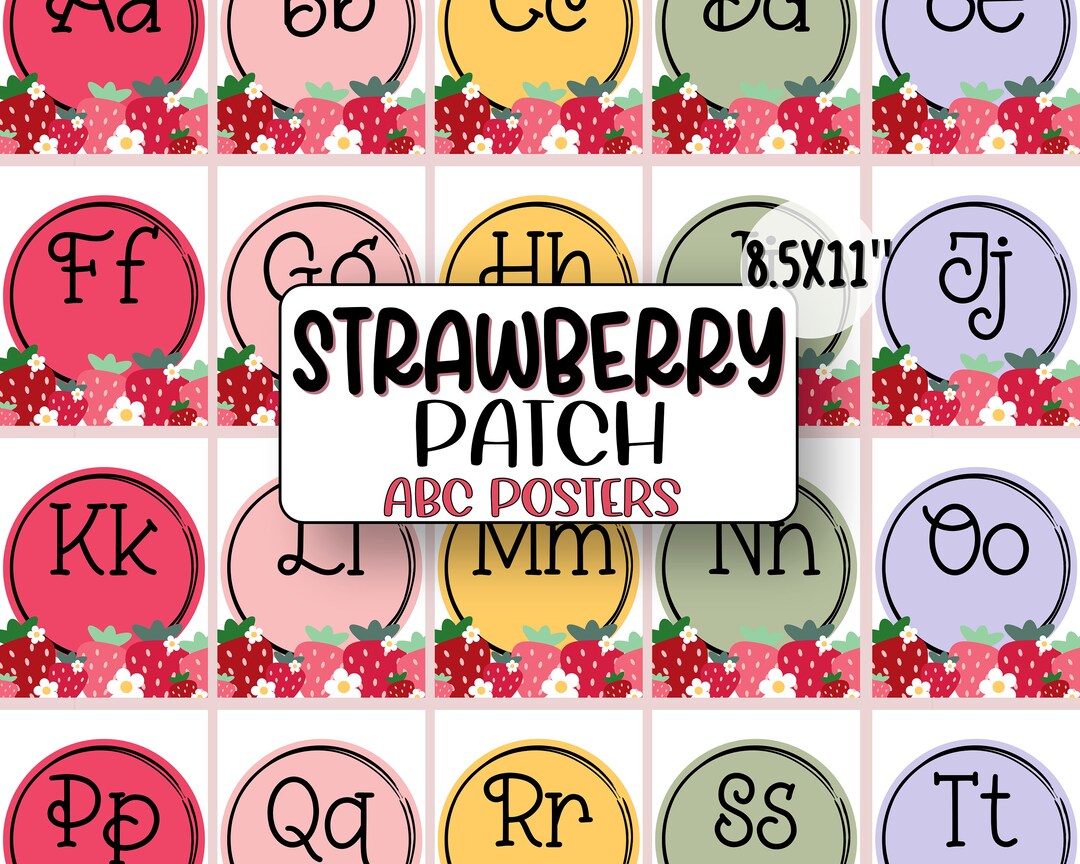 ABC Strawberry Classroom Decor Posters. Strawberry Printable Poster ...