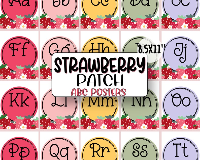 ABC Strawberry Classroom Decor Posters. Strawberry Printable Poster ...